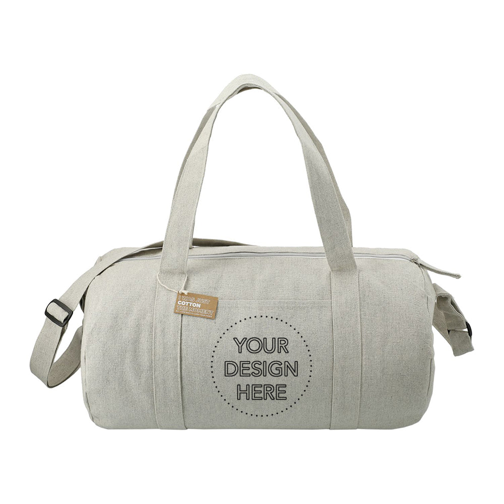 Repose 10oz Recycled Cotton Barrel Duffle Bag- Custom Branding